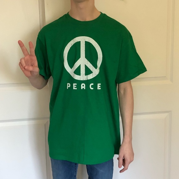 Shirts | Peace Graphic Tee Green New | Poshmark